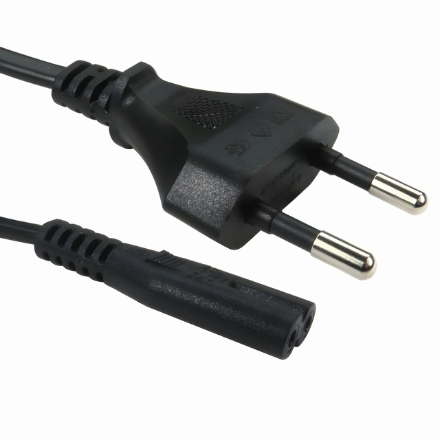 - 2m Euro Figure 8 Mains Cable, European 2 pin Plug to Fig 8 IEC C7 ...