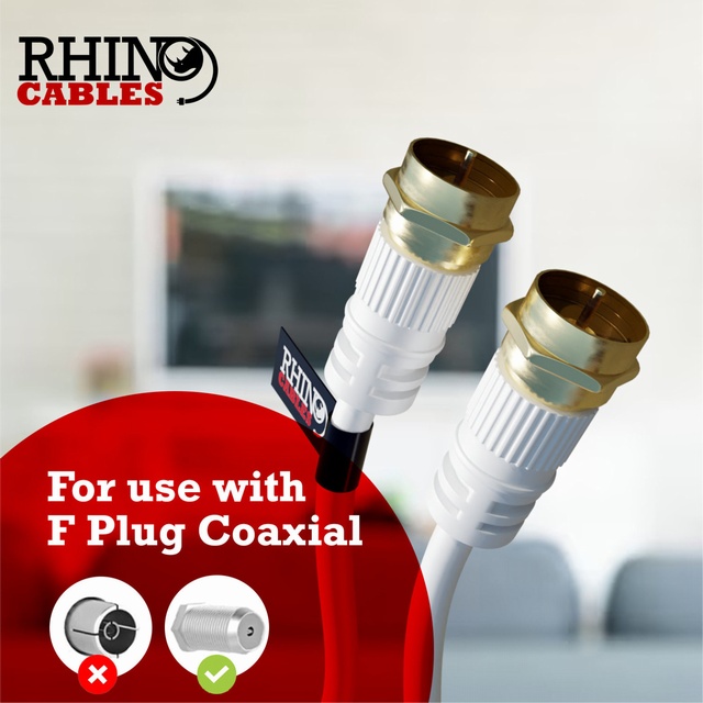 - rhinocables Aerial Coaxial Cable with Gold-Plated Connectors, F Type ...