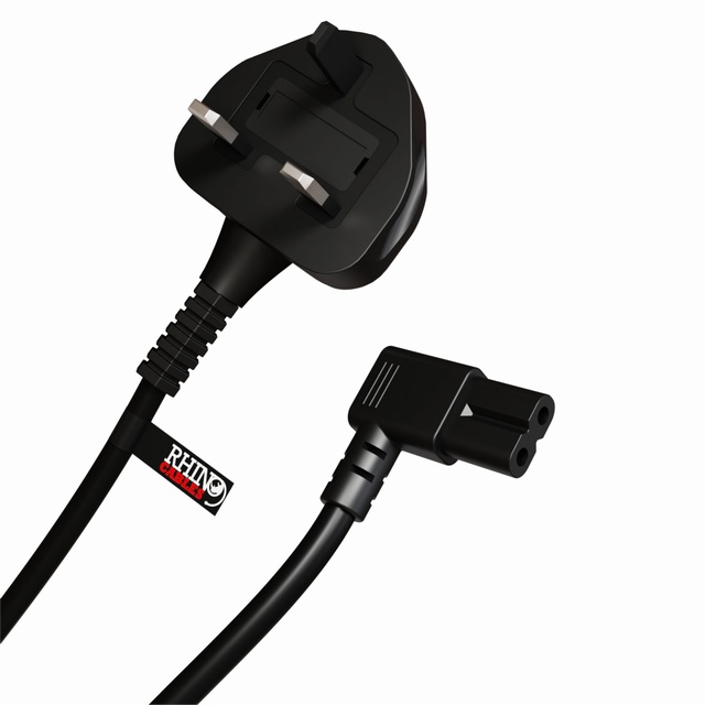 - rhinocables Figure 8 Mains Right Angle End TV Power cable, UK Plug to ...