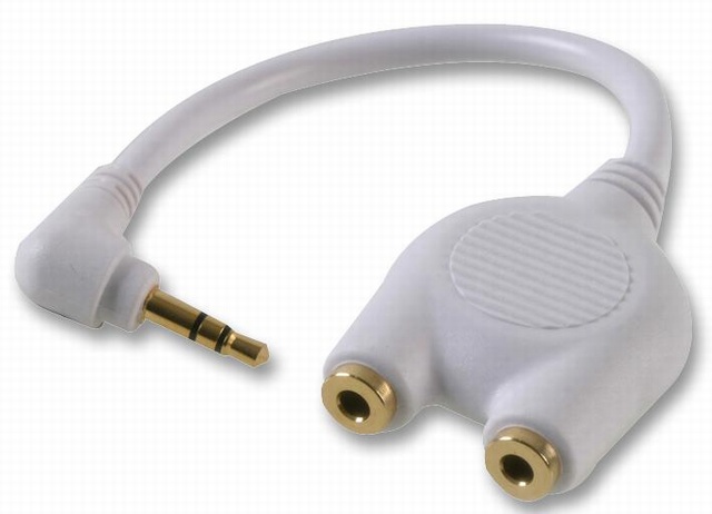 - 3.5mm Right Angled Male to Twin 3.5mm Female Stereo Jack Y Splitter ...