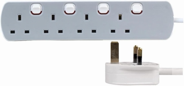 - rhinocables 4 Gang Individually Switched UK Mains Extension Lead ...